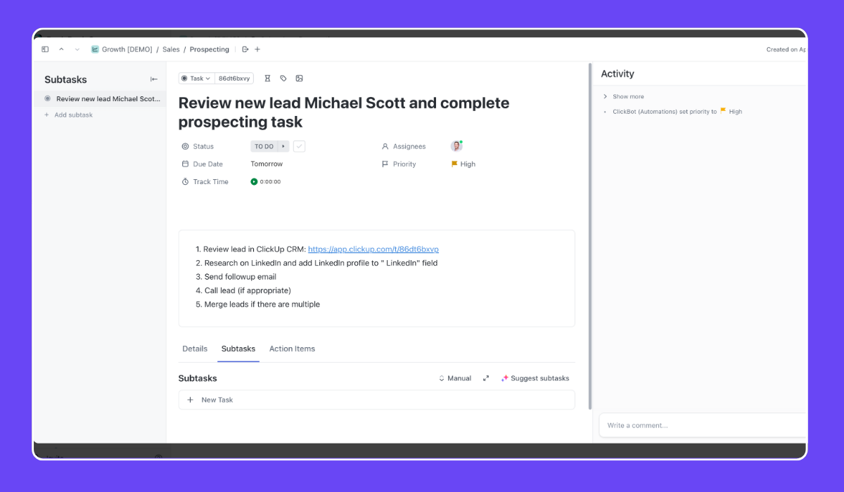 How to Create, Track, and Nurture Leads in ClickUp