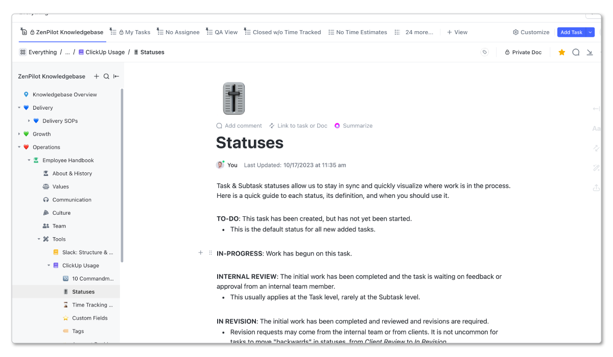 How to Create an Internal Wiki in ClickUp